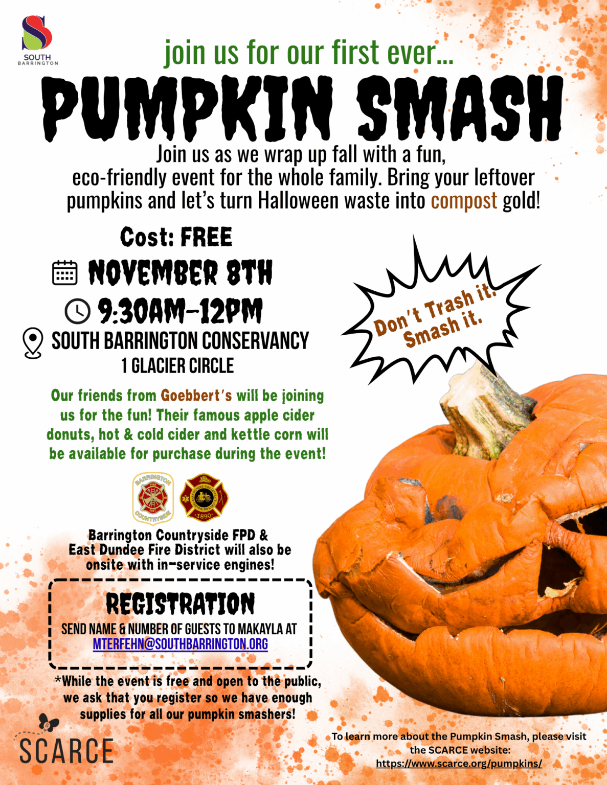 Inaugural Community Pumpkin Smash Event - Village of South Barrington ...
